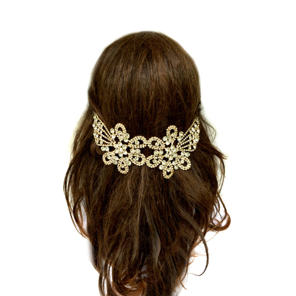 Vintage Style Back Headpiece Wedding, Back Headpiece Bridal, Rhineston ...